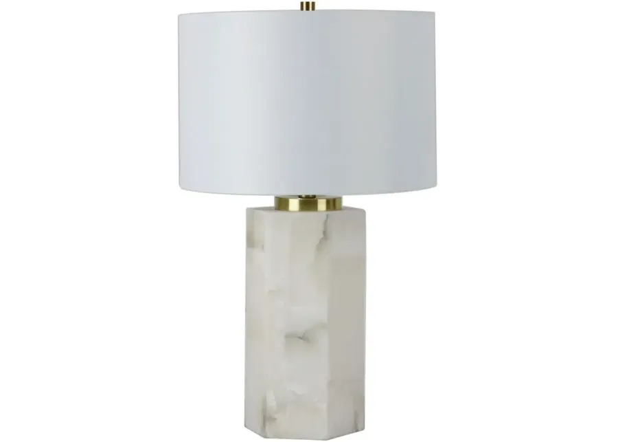 Alabaster Table Lamp with Night Light in Natural, Cream by Simon Blake ...