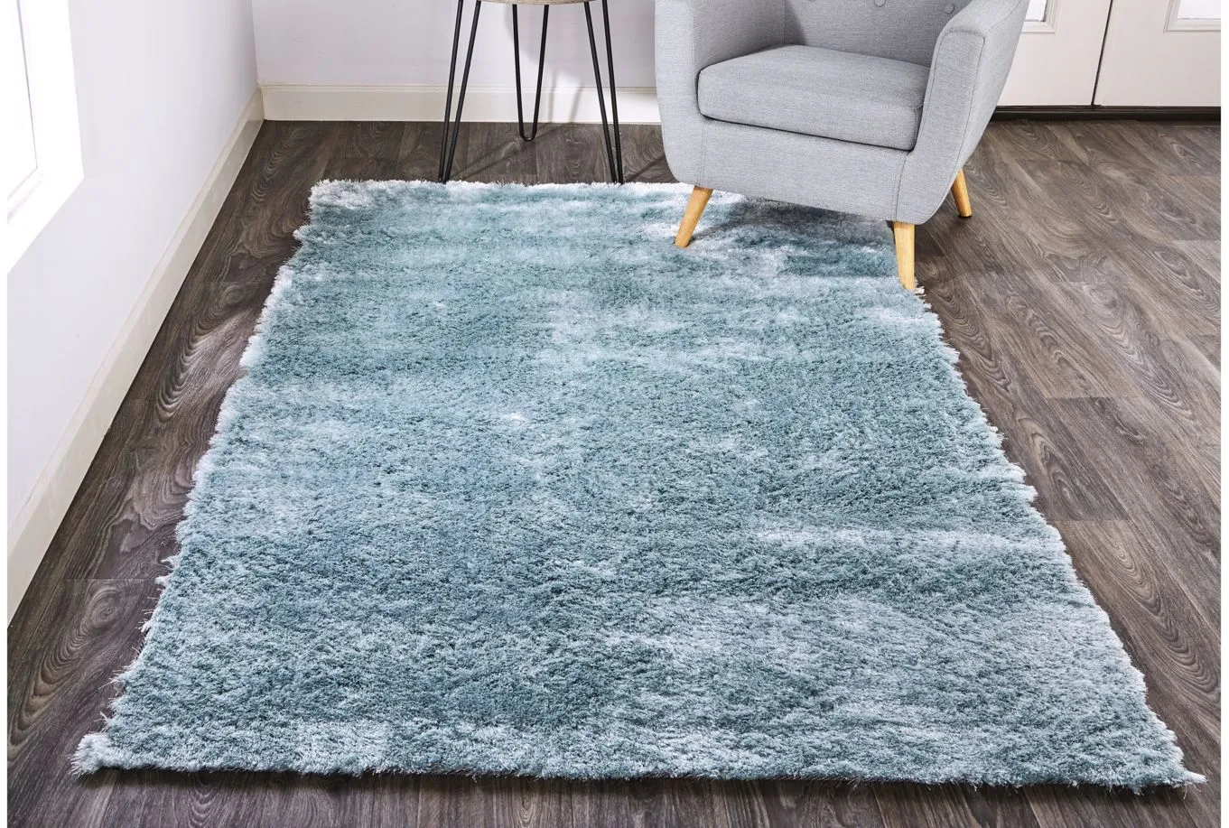 Indochine Plush Shag Area Rug with Metallic Sheen