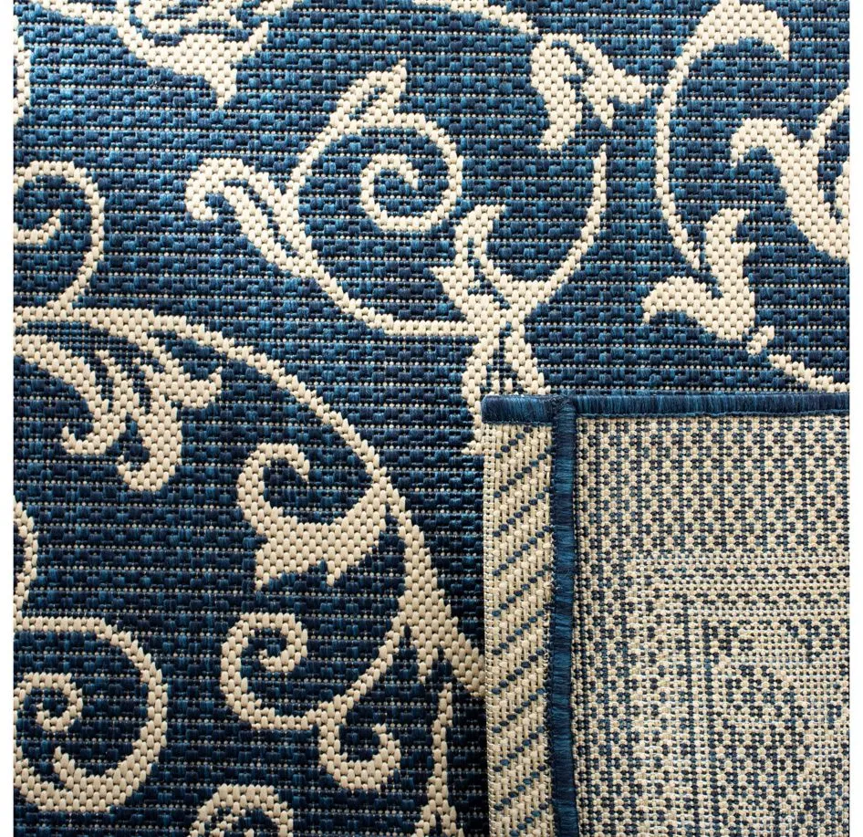 Courtyard Vines Indoor/Outdoor Area Rug in Navy & Beige by Safavieh