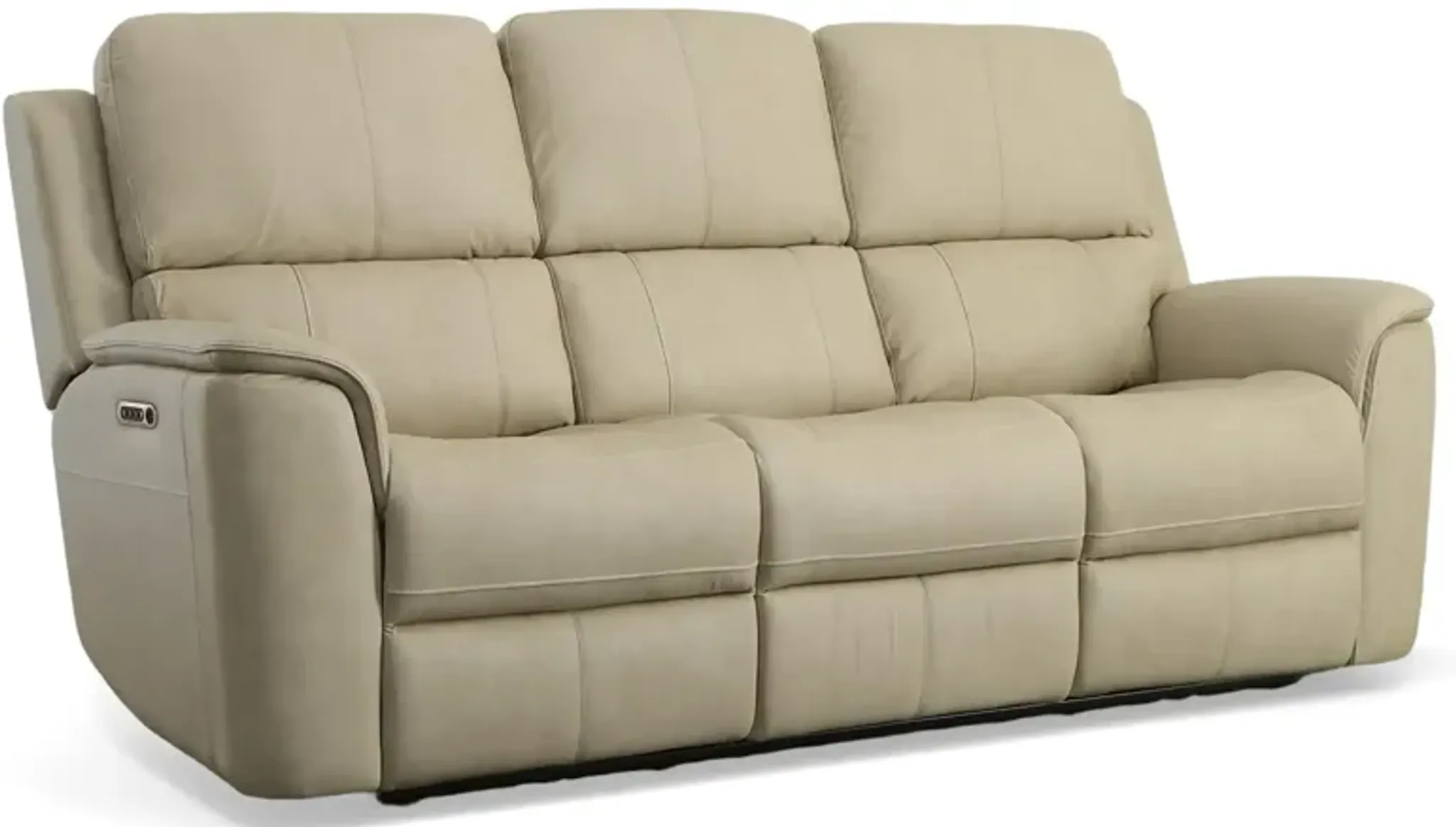 Henrick Triple Power Leather Sofa w/ Drop Down Table | Furniture.com
