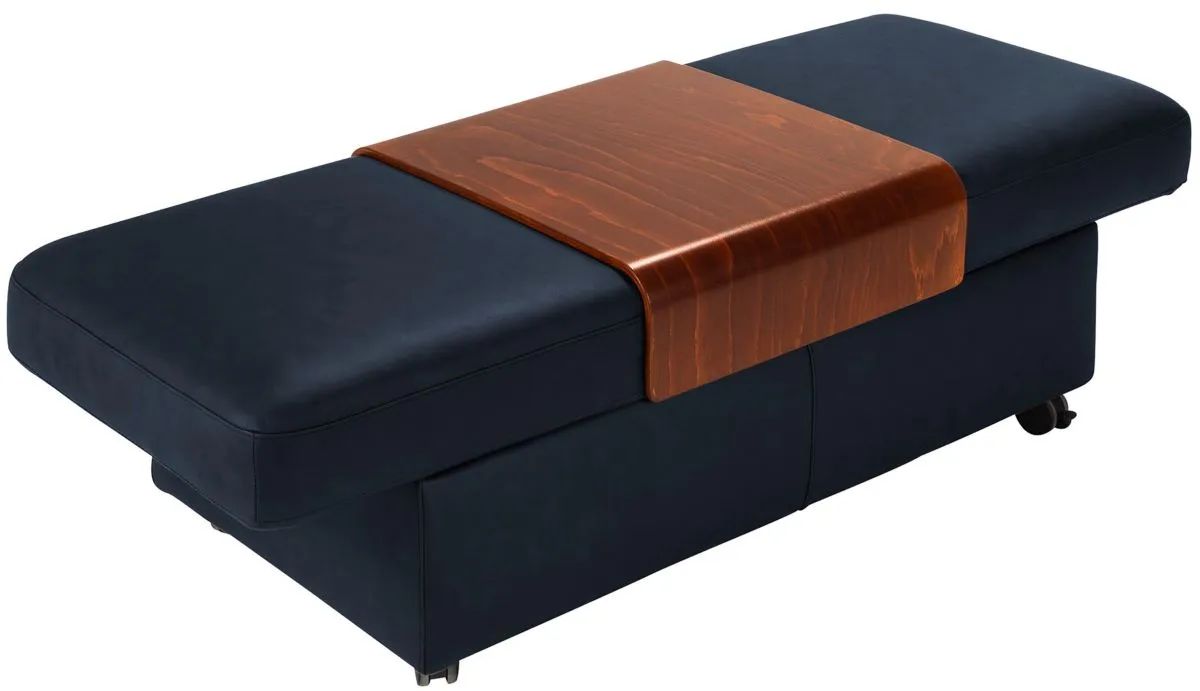 Stressless Sapphire Leather Storage Ottoman w/ Table