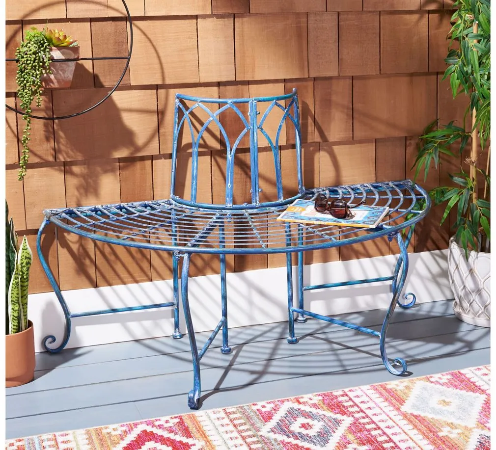 Joella Outdoor Wrought Iron Tree Bench