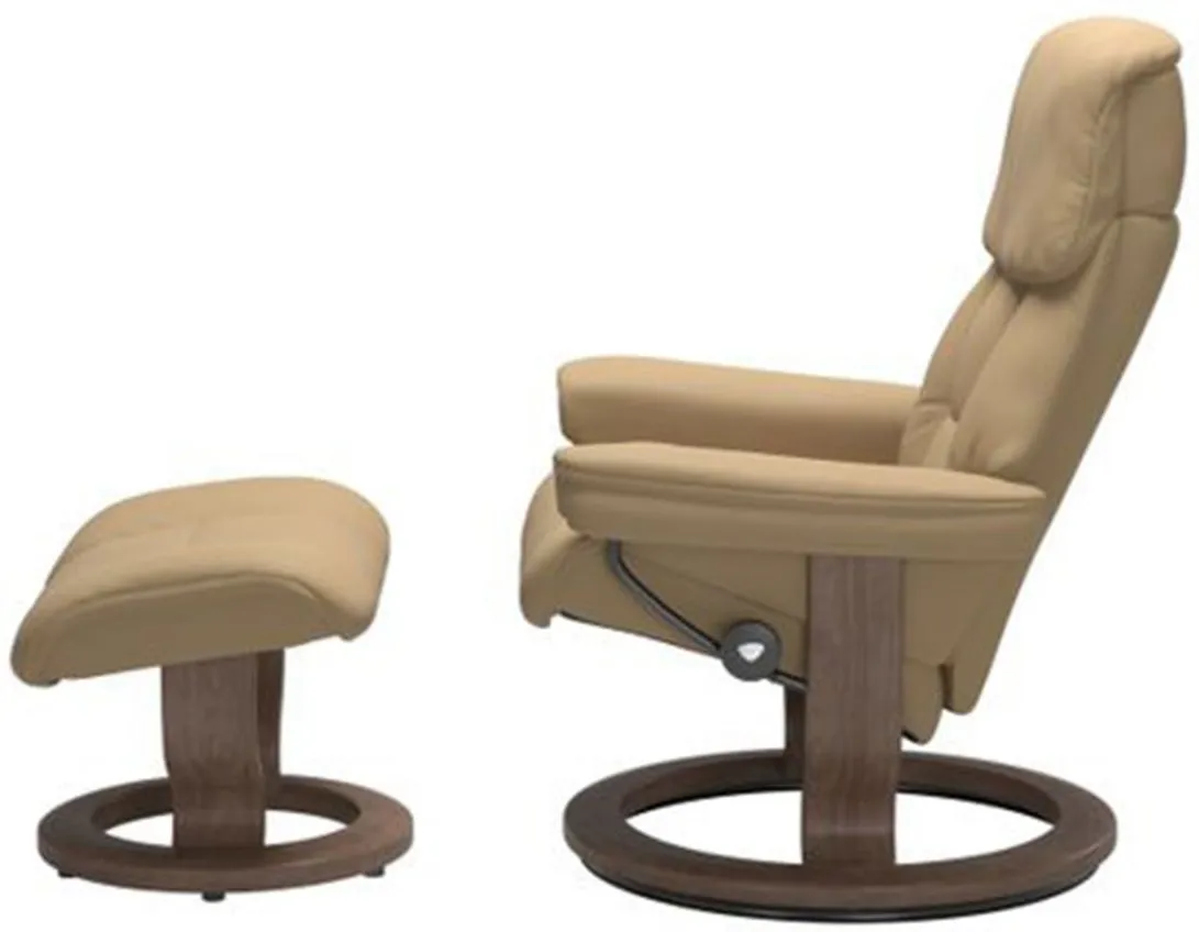 Stressless Ruby Medium Classic Leather Reclining Chair and Ottoman