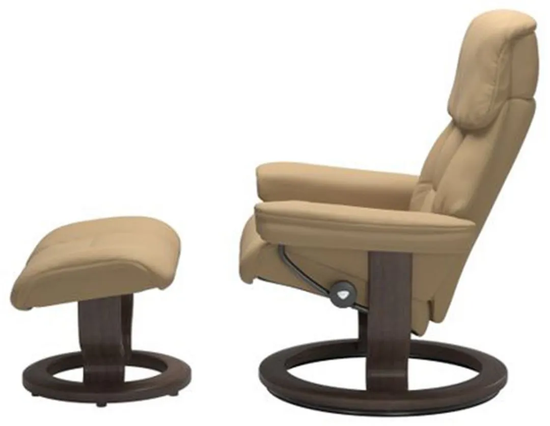 Stressless Ruby Medium Classic Leather Reclining Chair and Ottoman