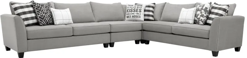 Daine 4-pc. Sectional Sofa in Popstitch Pebble by Fusion Furniture