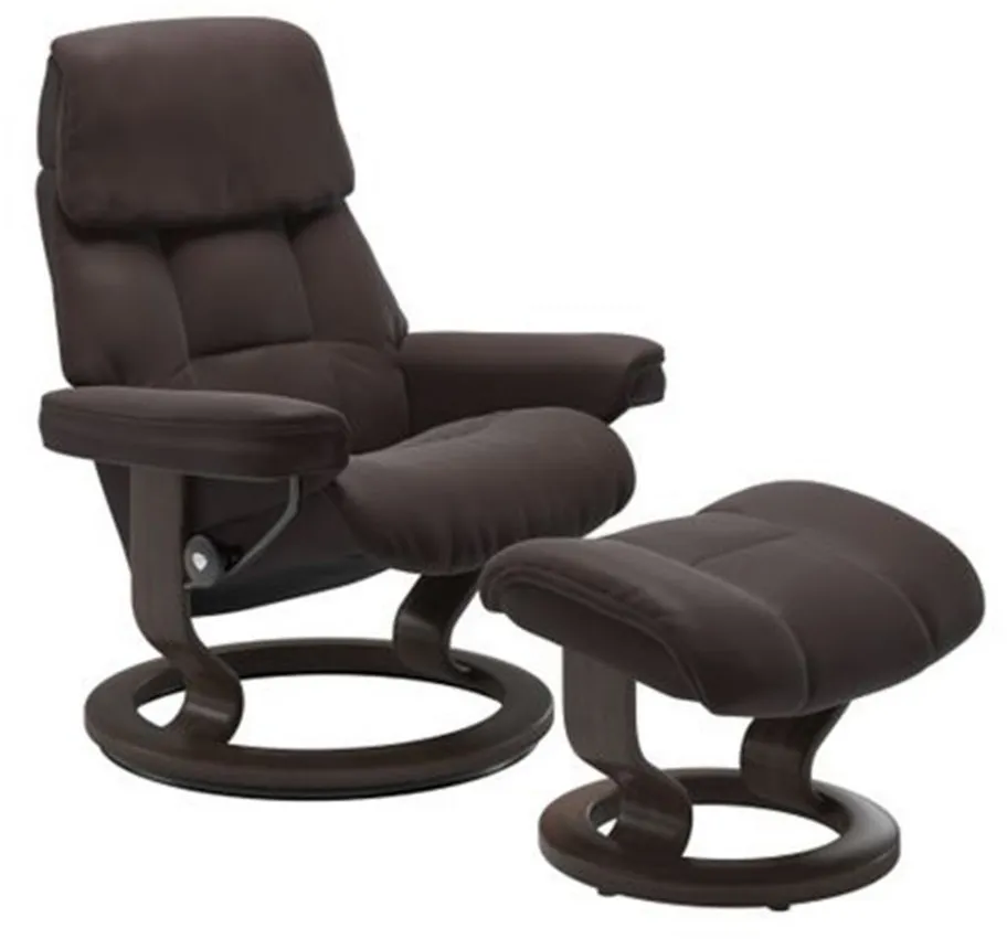 Stressless Ruby Large Classic Leather Reclining Chair and Ottoman