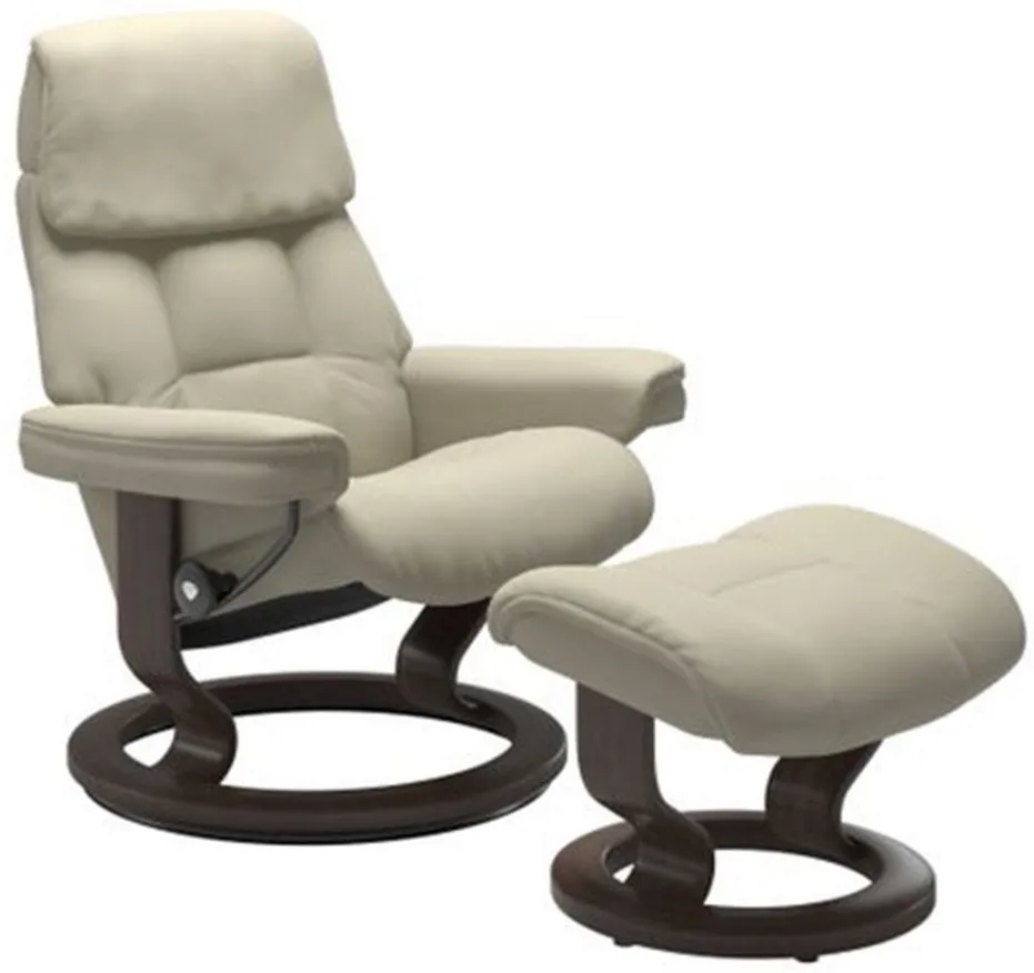 Stressless Ruby Large Classic Leather Reclining Chair and Ottoman in ...