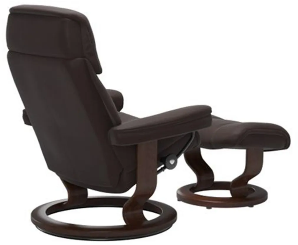 Stressless Ruby Large Classic Leather Reclining Chair and Ottoman