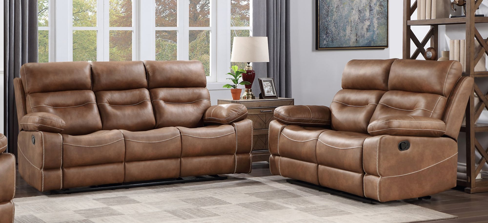 Rudger Motion Upholstery Set -2pc in Brown by Steve Silver Co.