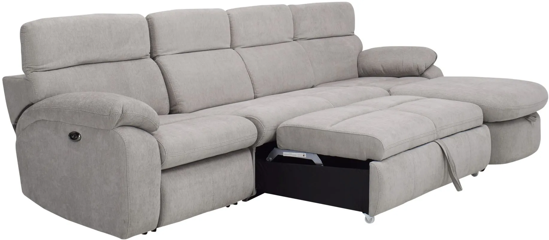Enbright Microfiber 3-pc. Power-Reclining Sectional w/ Pop-Up Sleeper ...