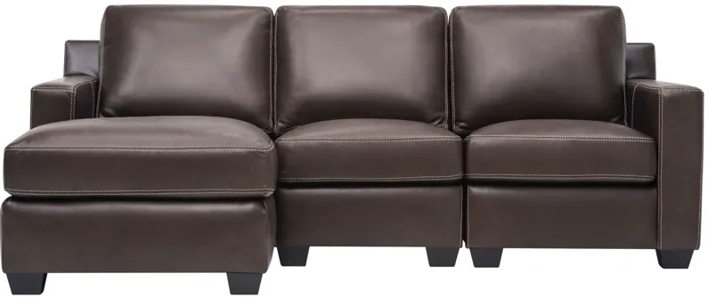 Anaheim Leather 3-pc. Sectional in Brown by Bellanest