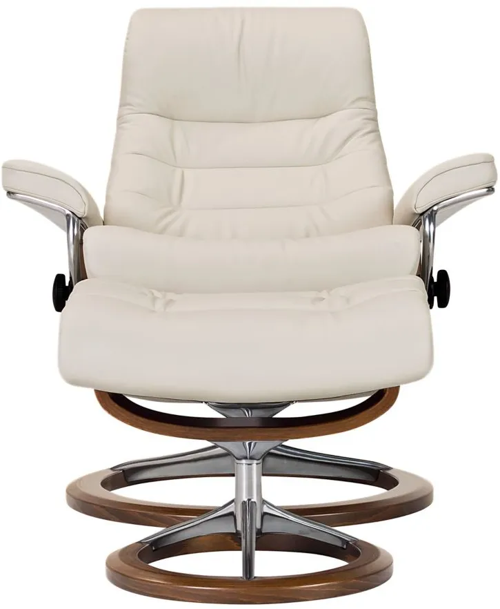 Stressless Opal Medium Signature Reclining Chair and Ottoman