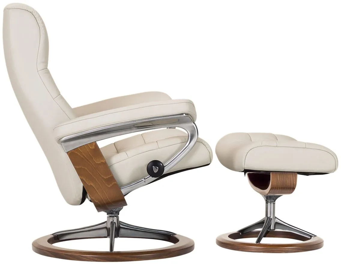 Stressless Opal Medium Signature Reclining Chair and Ottoman