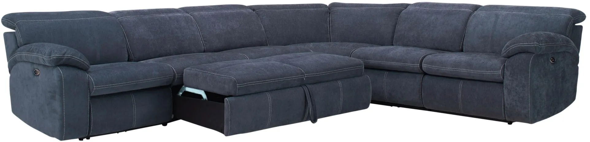Enbright Microfiber 5-pc. Power-Reclining Sectional w/ Pop-Up Sleeper ...