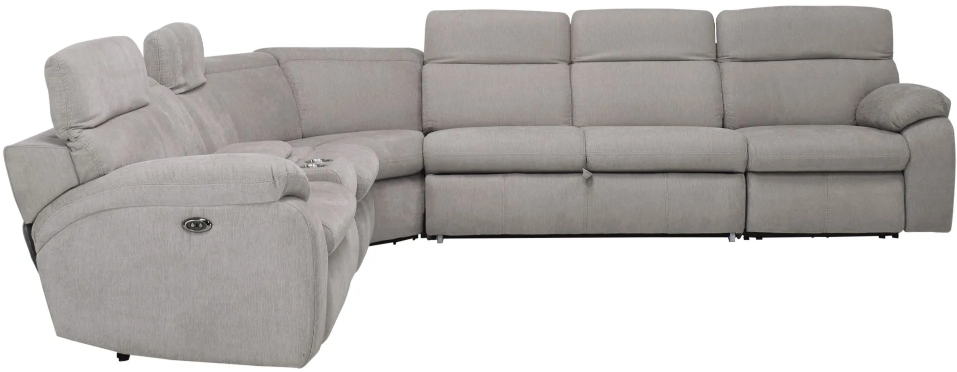 Enbright Microfiber 6-pc. Power-Reclining Sectional w/ Pop-Up Sleeper ...