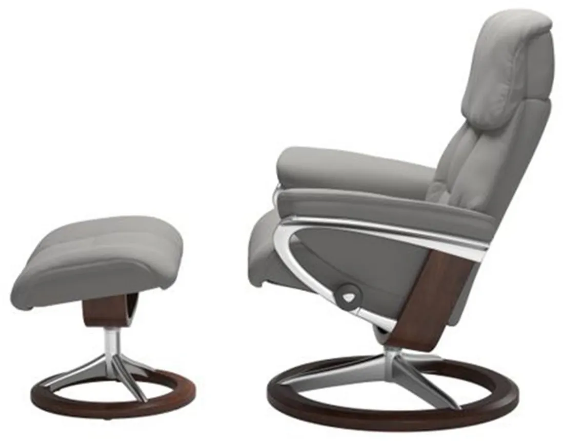Stressless Ruby Large Signature Leather Reclining Chair and Ottoman