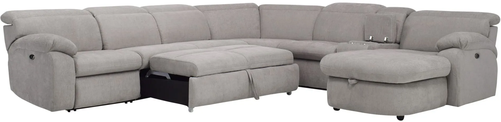 Enbright Microfiber 6-pc. Power-Reclining Sectional w/ Pop-Up Sleeper