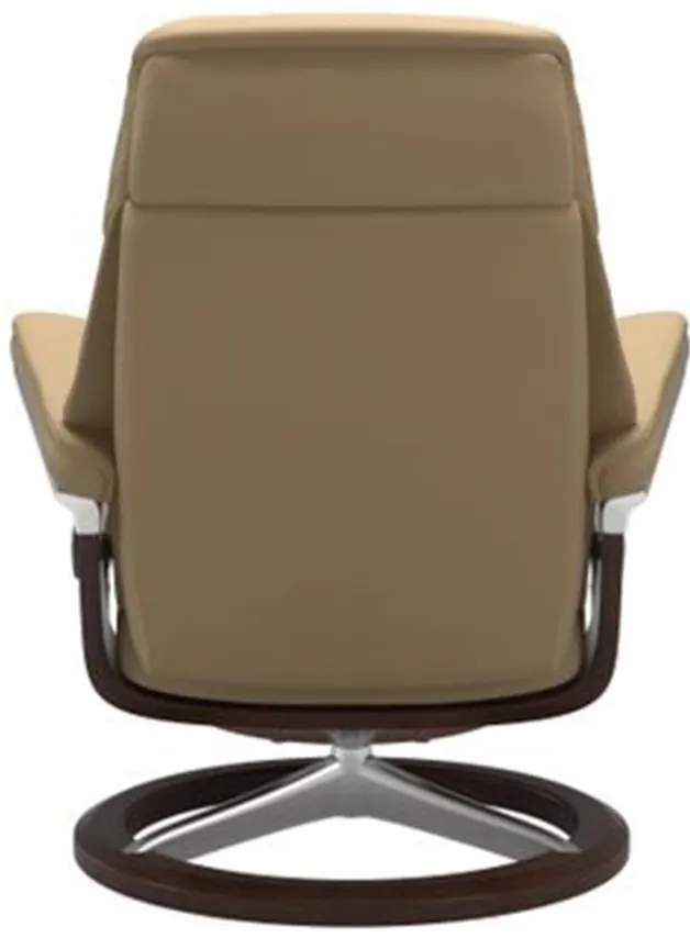 Stressless Ruby Medium Signature Leather Reclining Chair and Ottoman