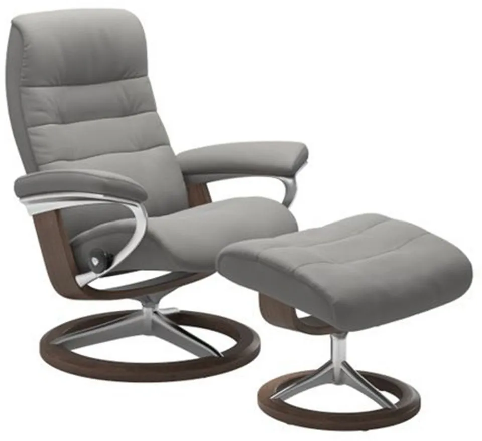 Stressless Opal Medium Signature Reclining Chair and Ottoman