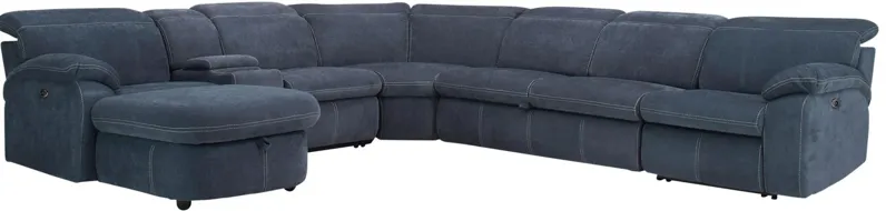 Enbright Microfiber 6-pc. Power-Reclining Sectional w/ Pop-Up Sleeper ...