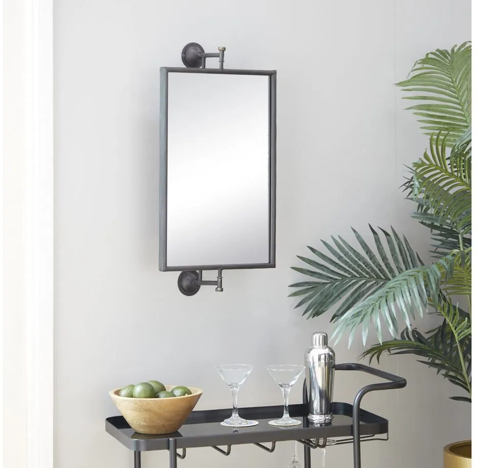 Ivy Collection Black Wood Wall Mirror