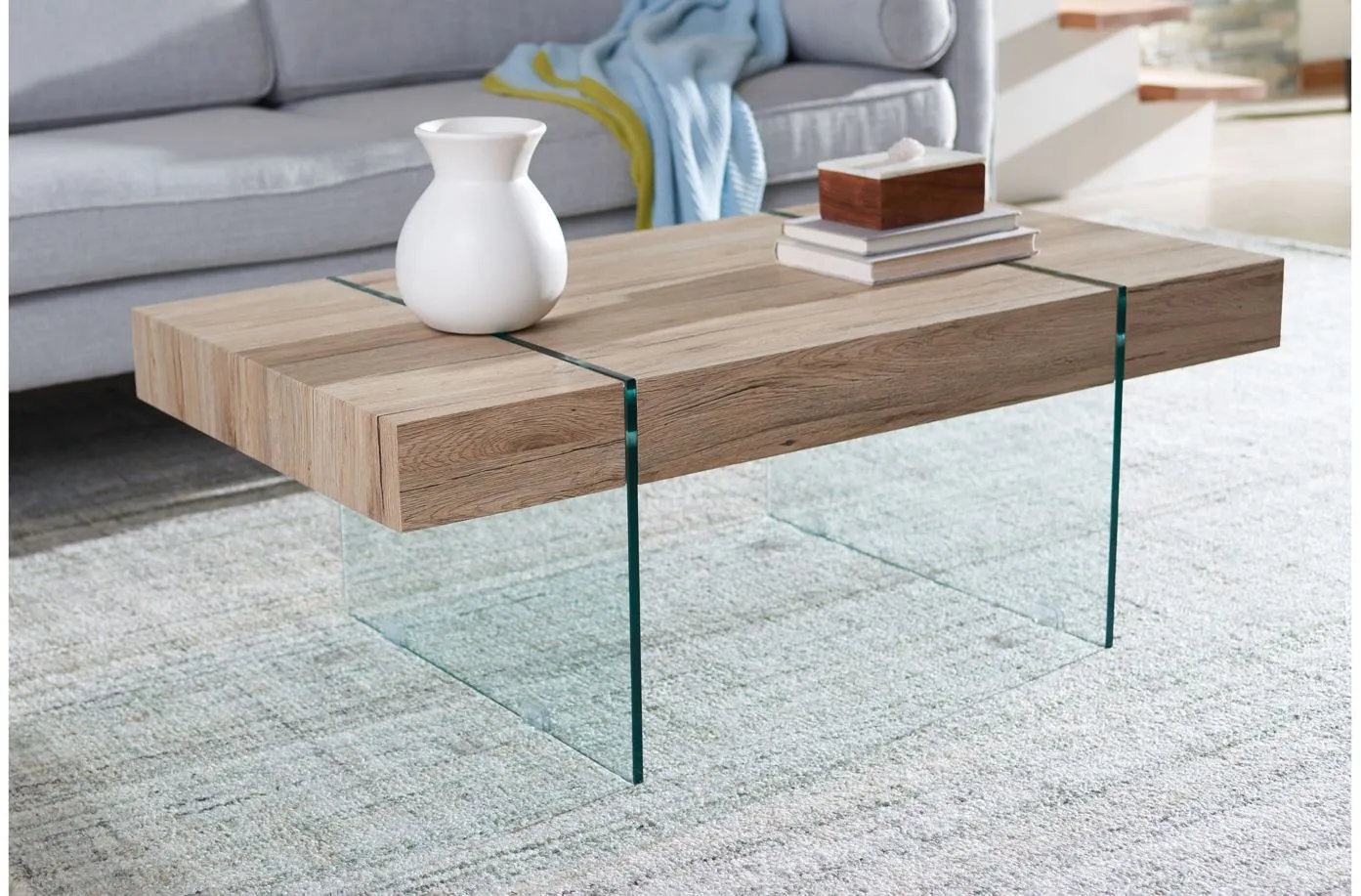Maris Rectangular Glass Leg Modern Coffee Table