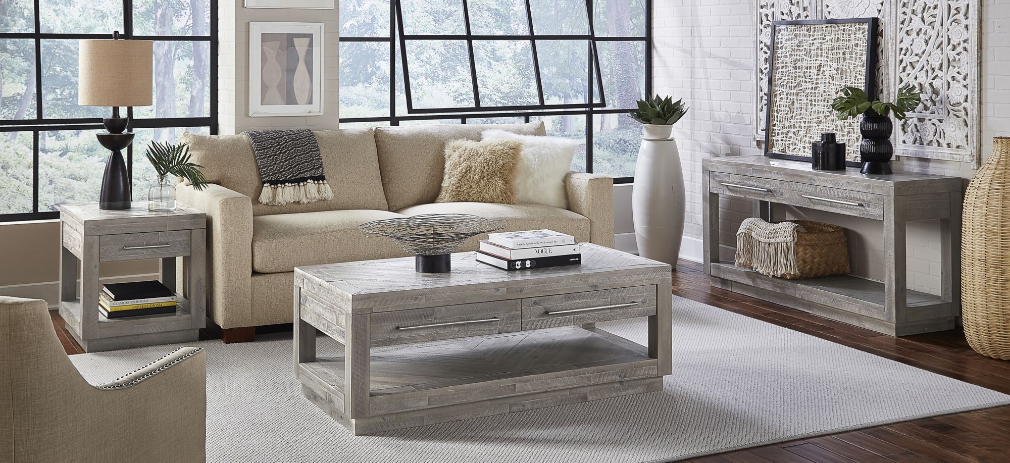 Alexandra Solid Wood Rectangular Coffee Table