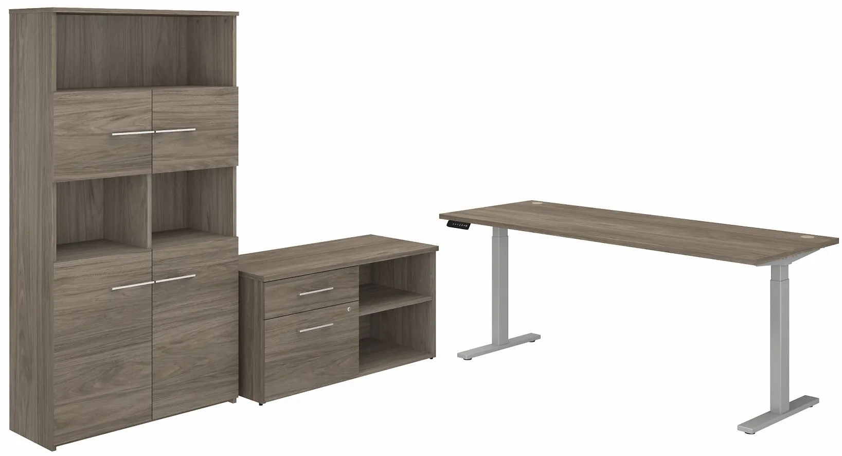 Office 500 72W Height Adjustable Standing Desk w/ Storage & Bookcase in ...