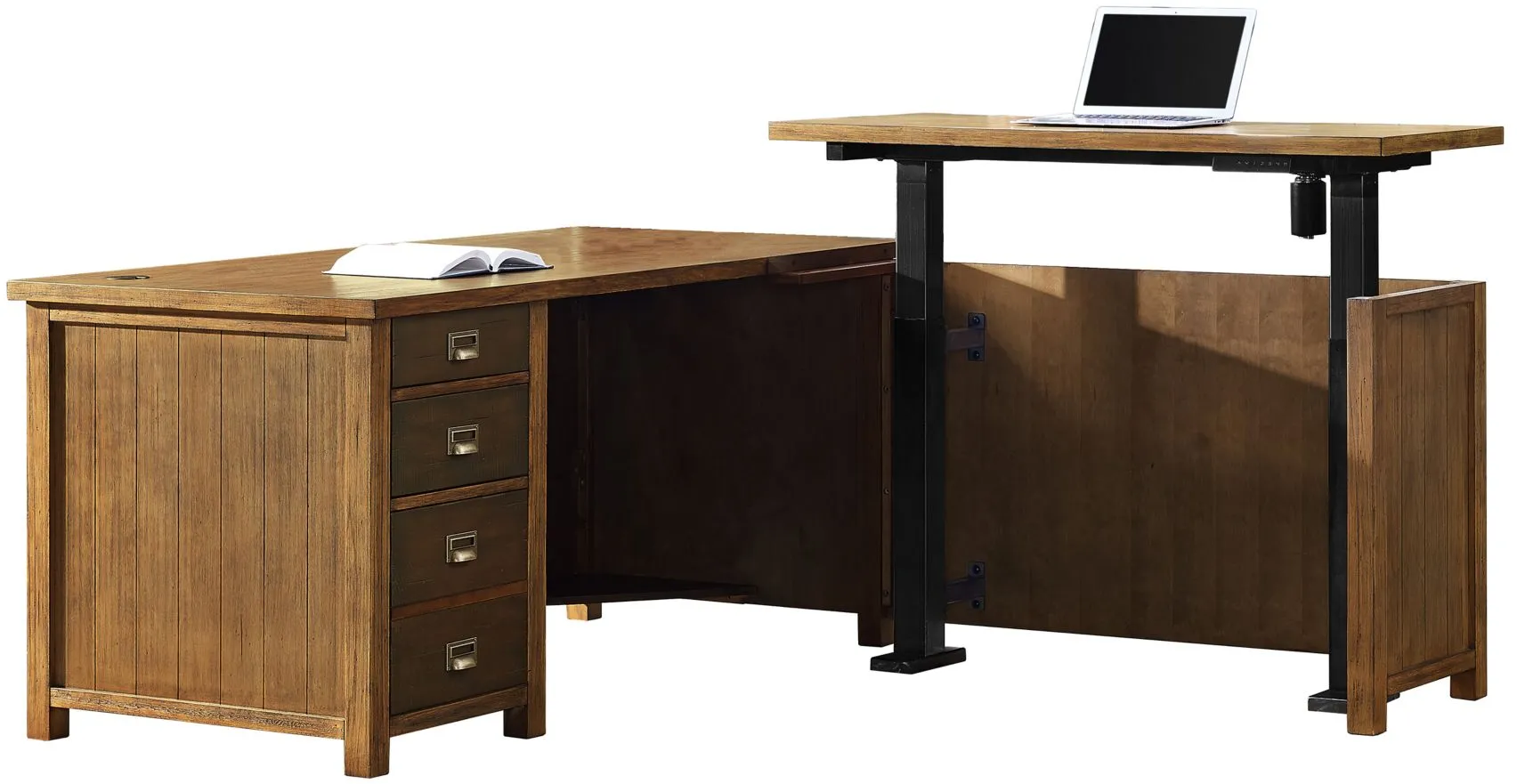 Heritage L-Shaped Adjustable-Height Standing Computer Desk