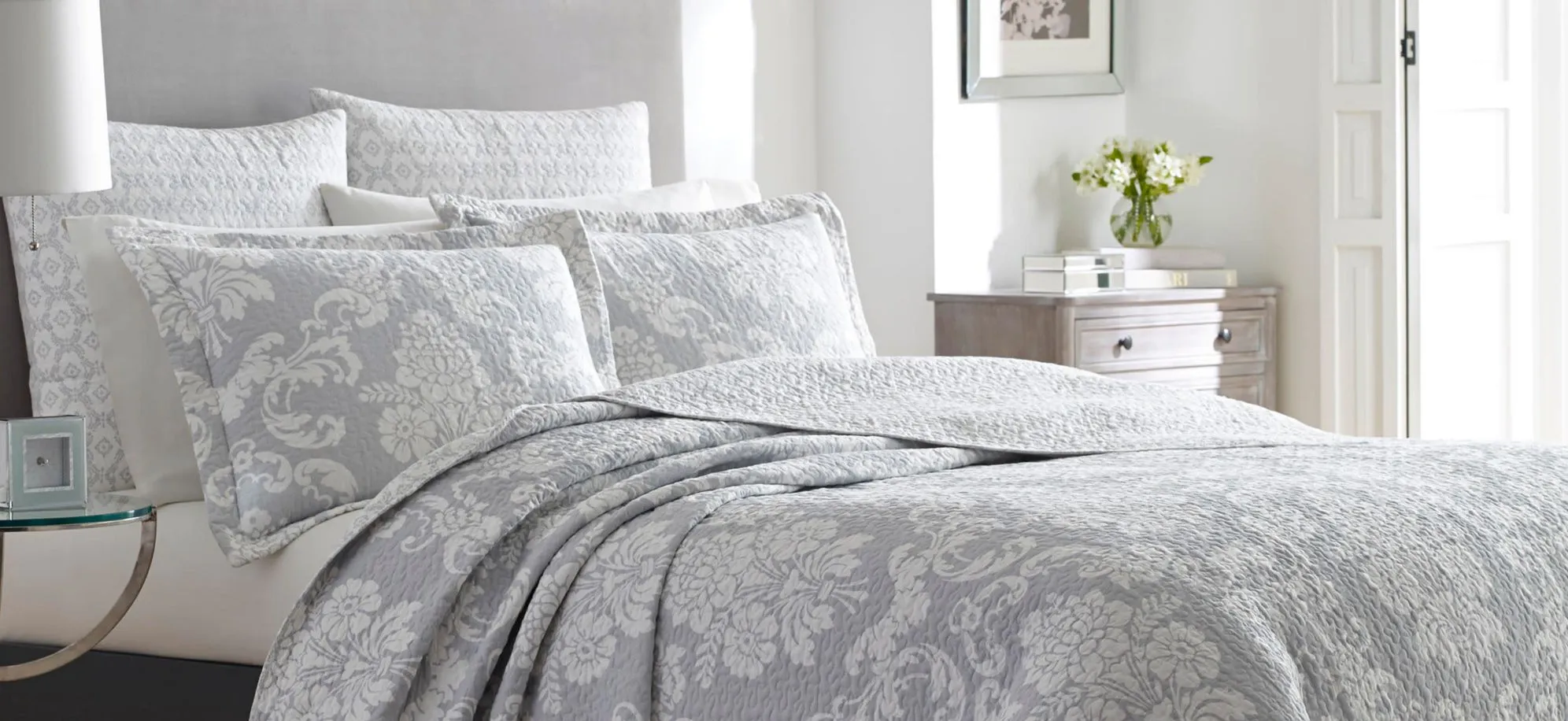 Venetia-2 Piece Quilt Set in GRAY by Revman International