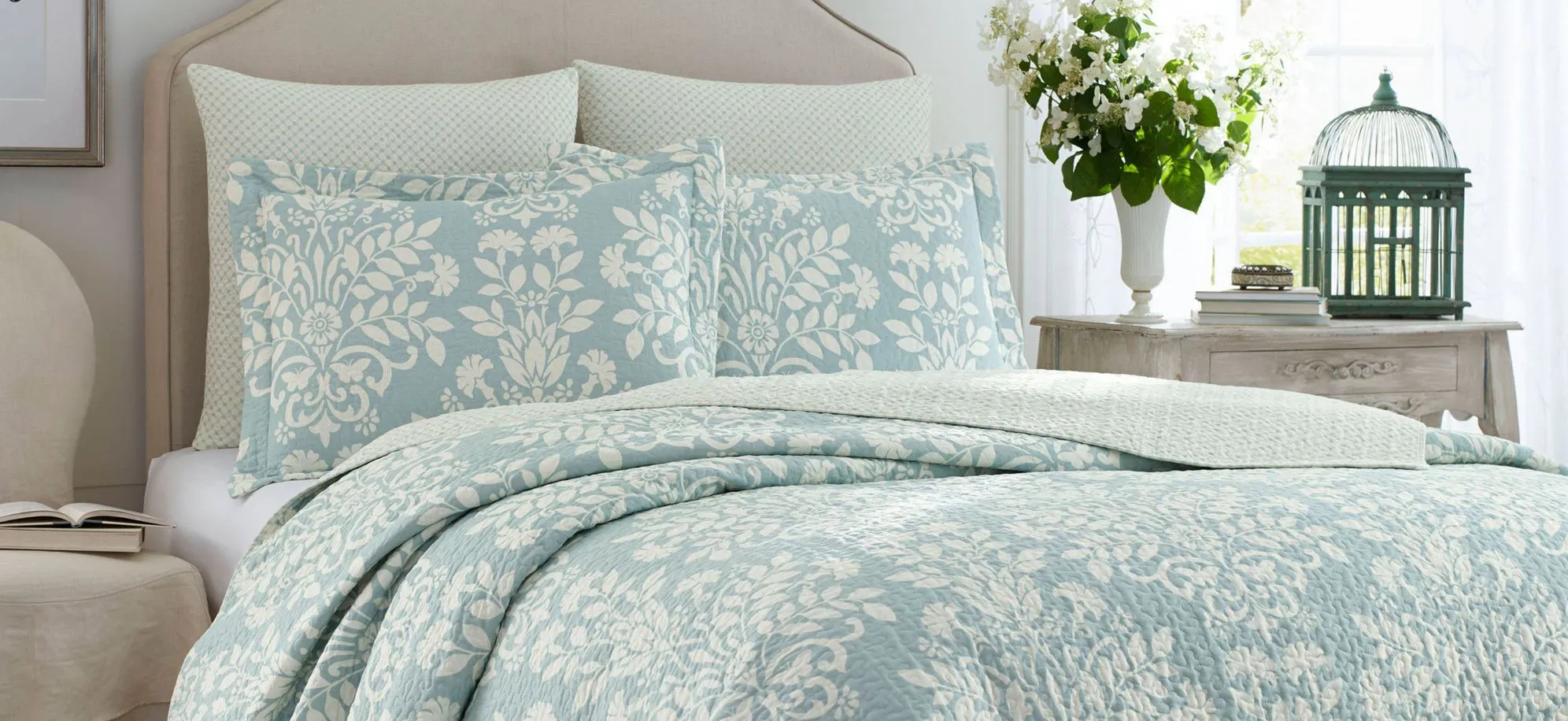 Rowland-3 Piece Quilt Set in BREEZE BLUE by Revman International