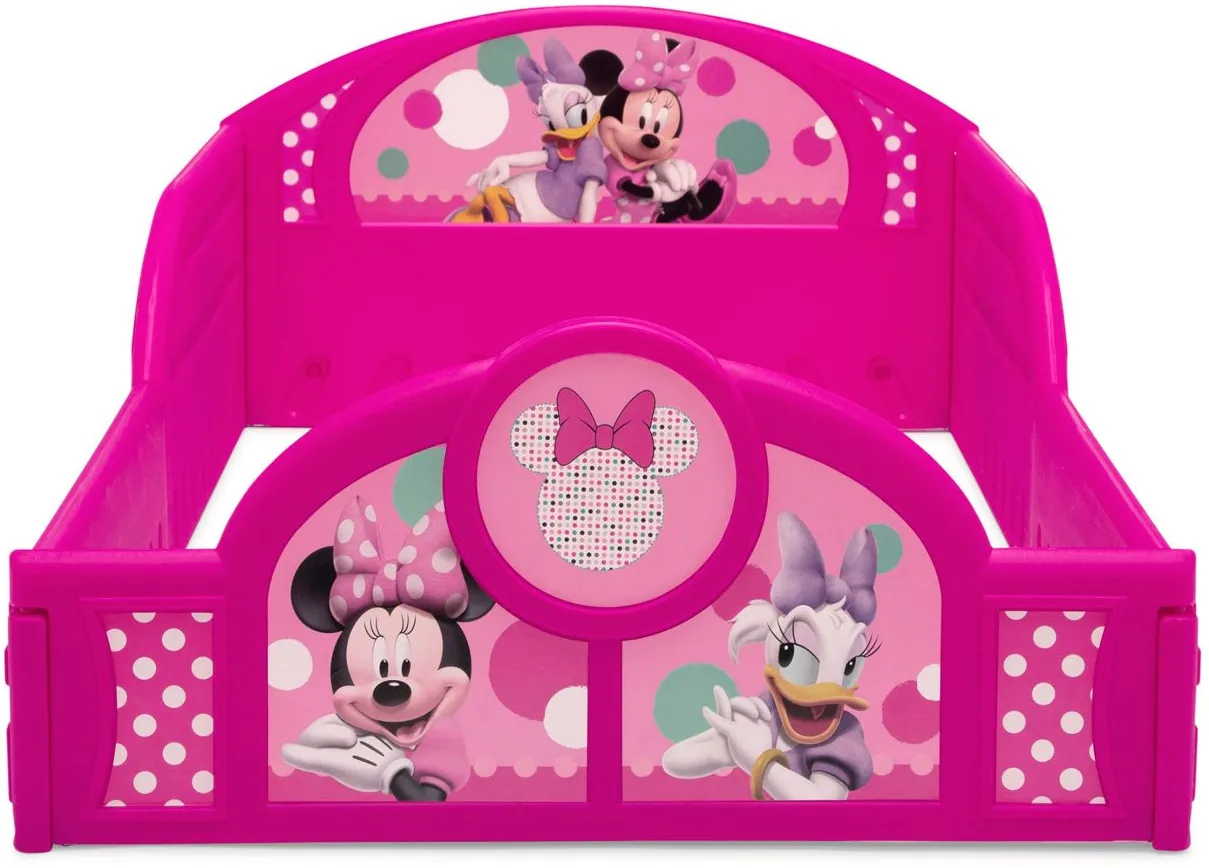 Disney Minnie Mouse Sleep and Play Toddler Bed with Attached Guardrails ...