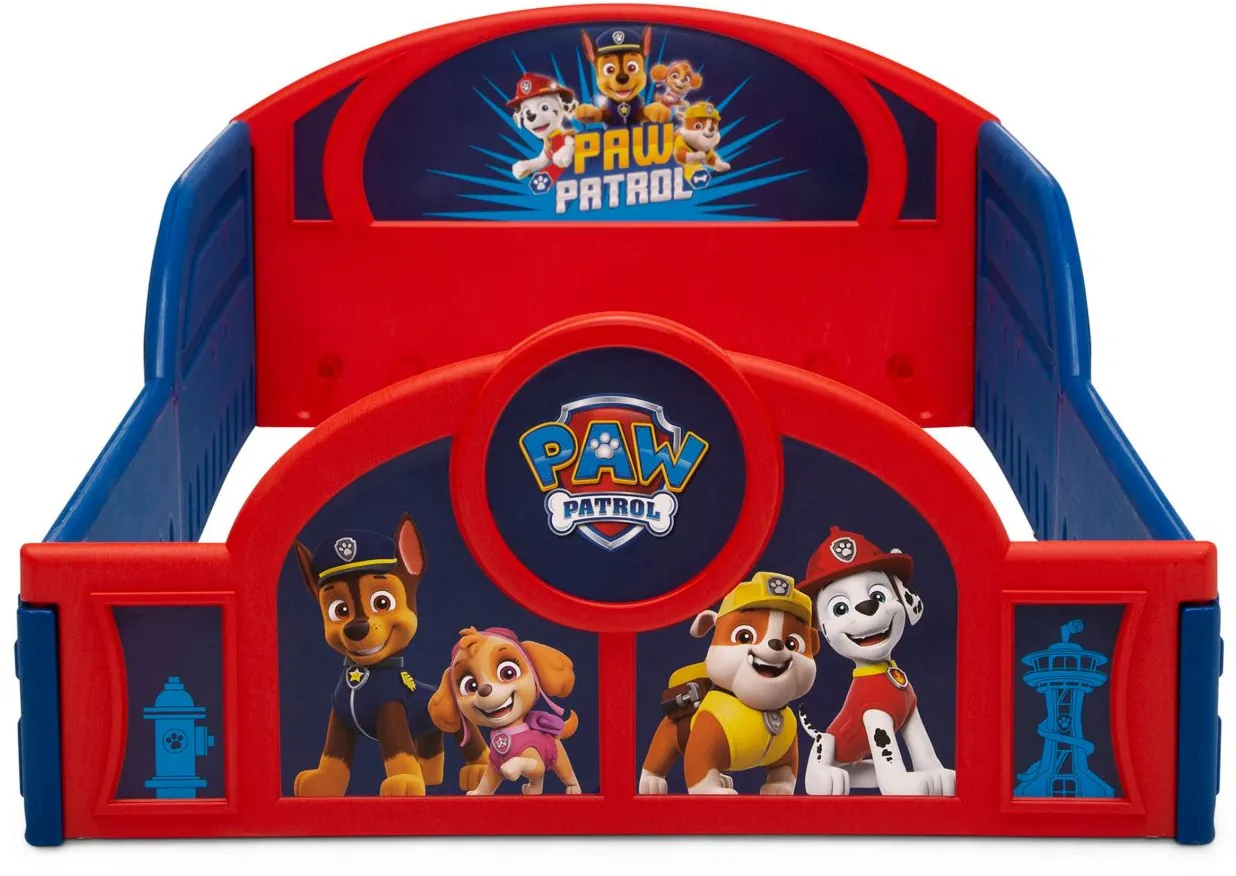 Nick Jr. PAW Patrol Sleep and Play Toddler Bed with Attached Guardrails ...