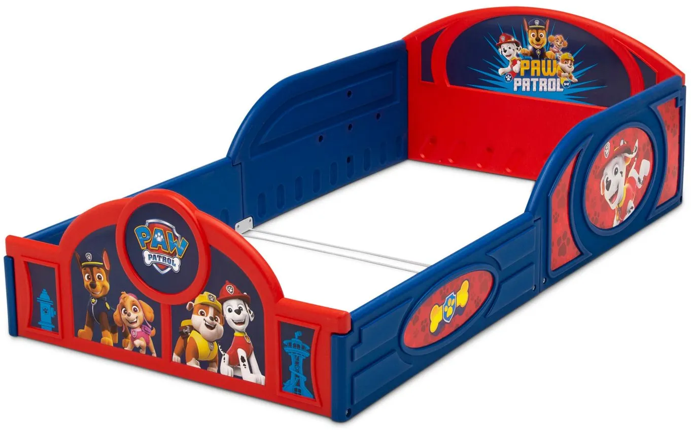 Nick Jr. PAW Patrol Sleep and Play Toddler Bed with Attached Guardrails ...