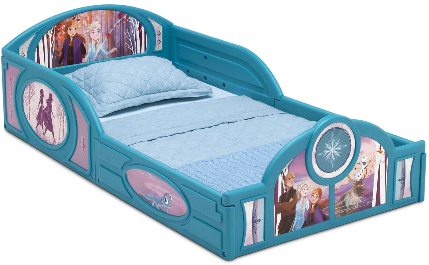 Disney Frozen II Sleep and Play Toddler Bed with Attached Guardrails by ...