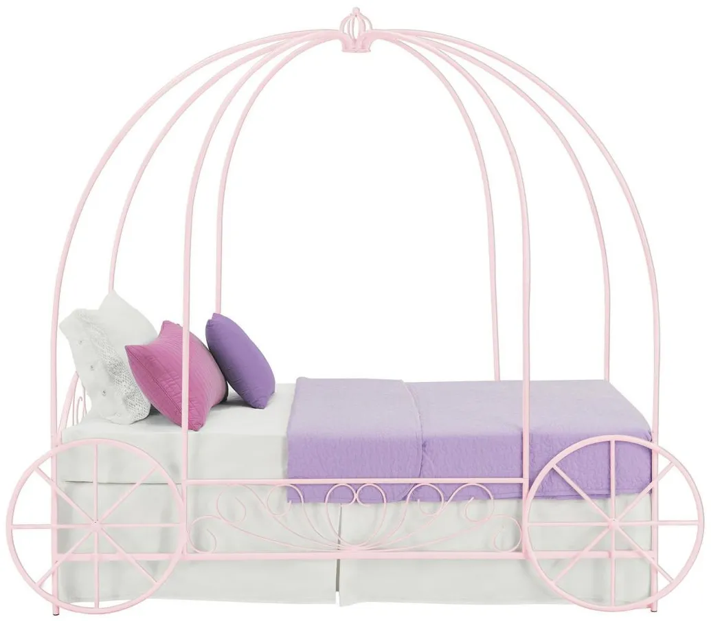Fairytale Kids Twin Metal Carriage Bed Frame in Pink by DOREL HOME ...
