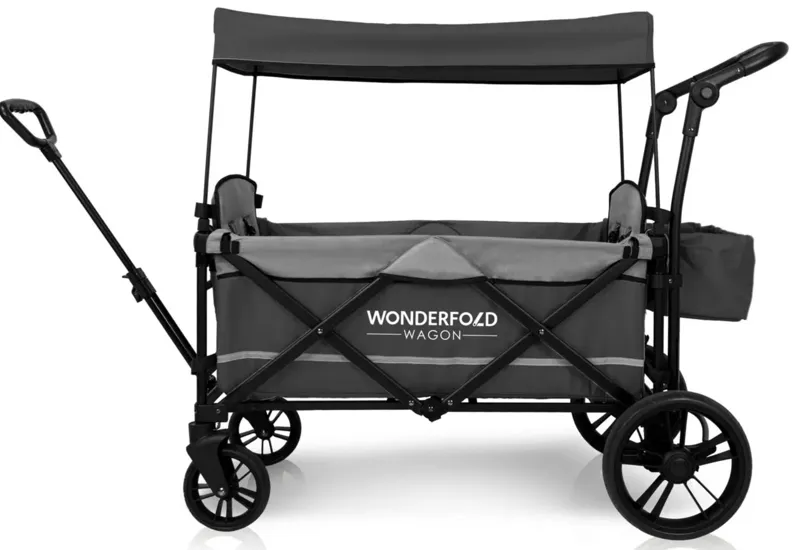 Push and Pull Double Stroller Wagon in Stone Gray by Wonderfold