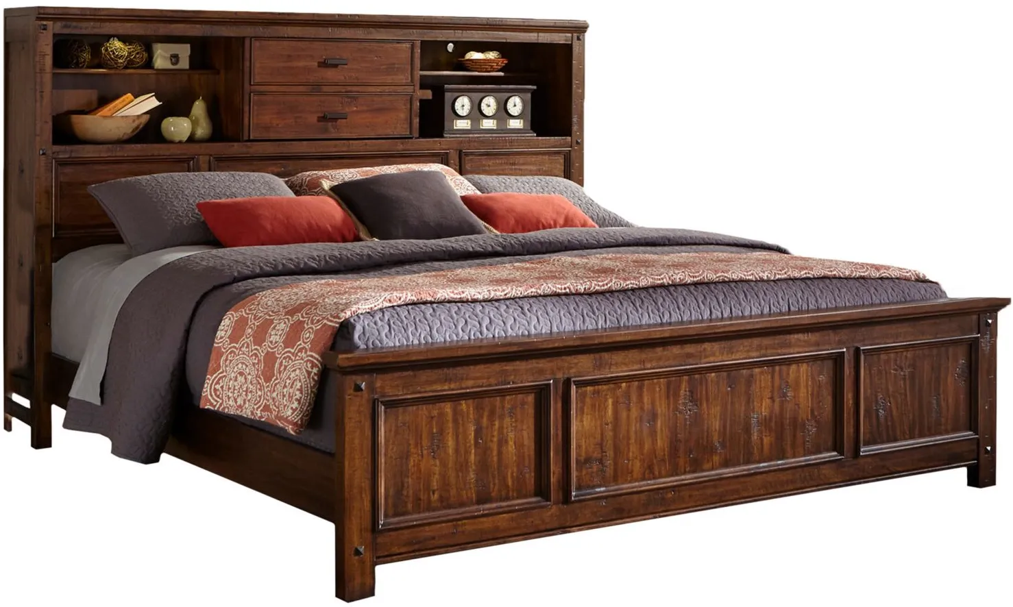 Wolf Creek King Bookcase Bed in Vintage Acacia by Intercon