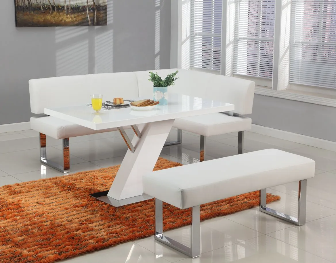 Linden 4-pc. Breakfast Nook Dining Set in Chrome by Chintaly Imports