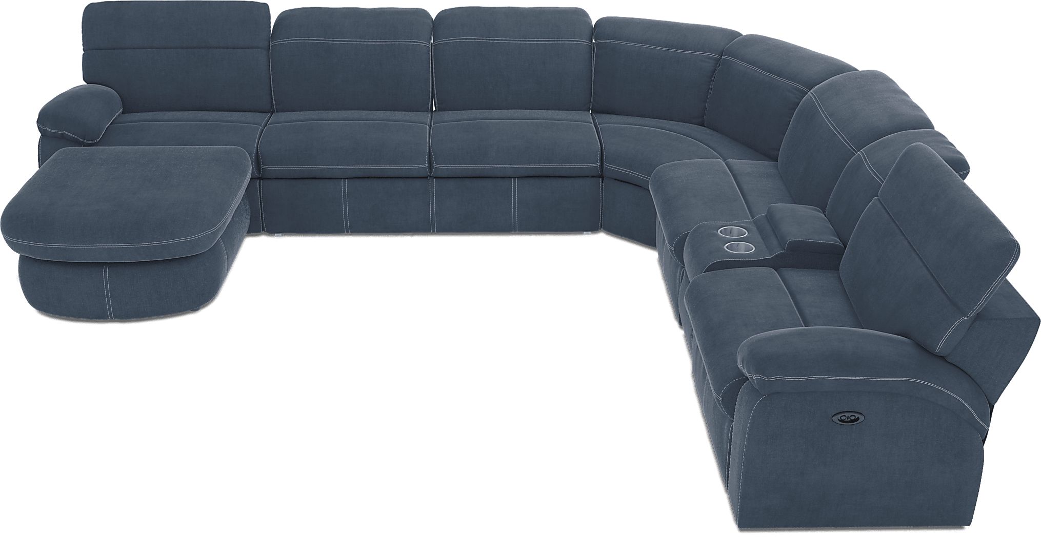 Crescent Place Navy 6 Pc Power Reclining Sleeper Sectional