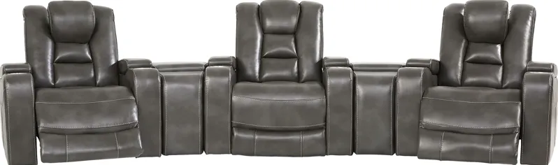 Novi Gray 5 Pc Dual Power Reclining Home Theater Sectional