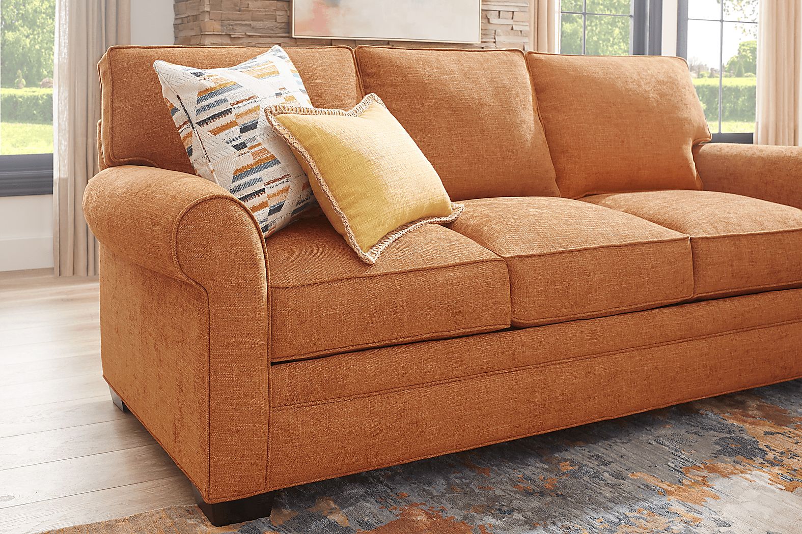 Cindy Crawford Home Bellingham Russet Textured Sofa