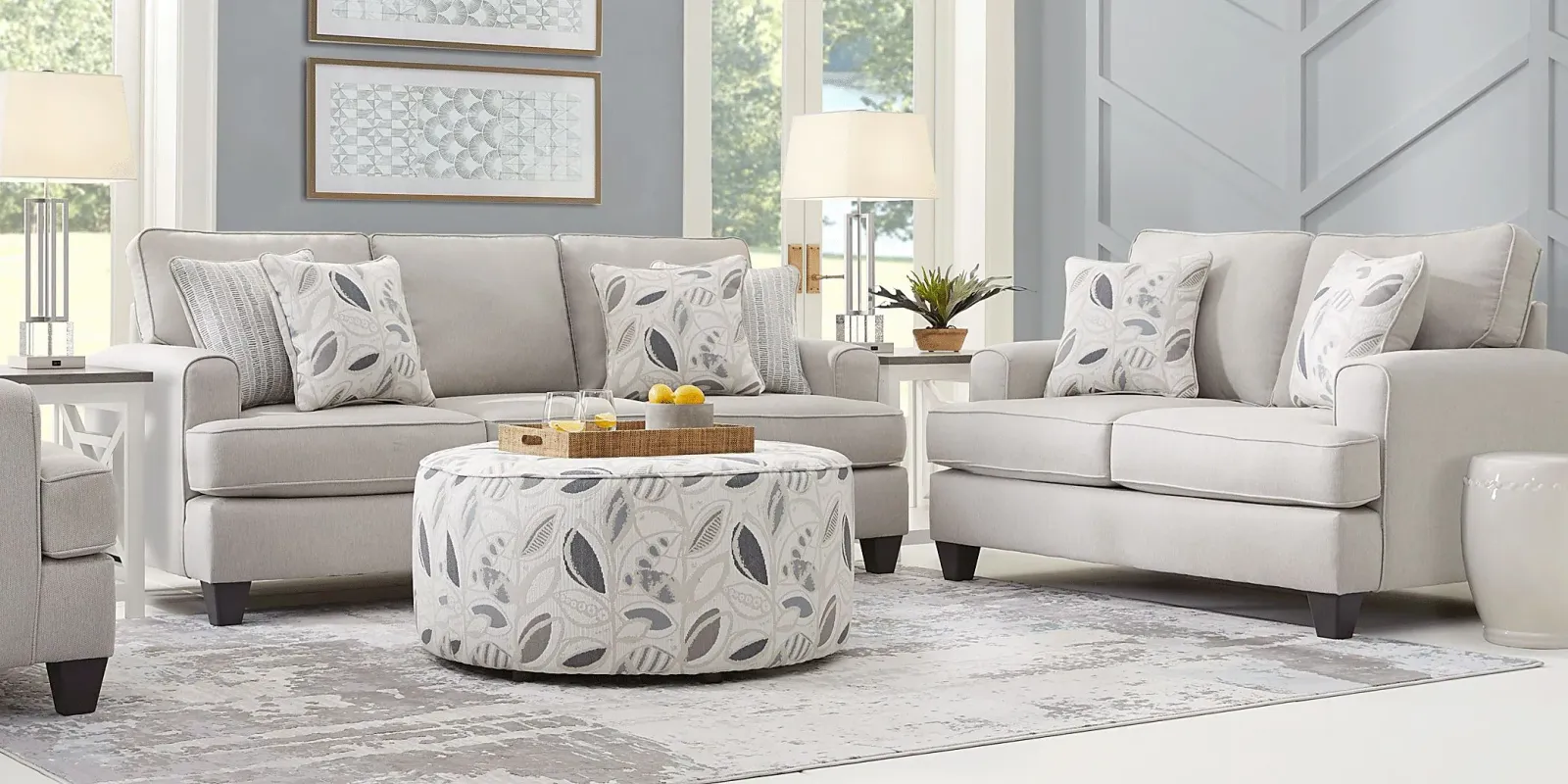 Blooming Grove Oatmeal 7 Pc Living Room with Sleeper Sofa by Rooms To Go Furniture