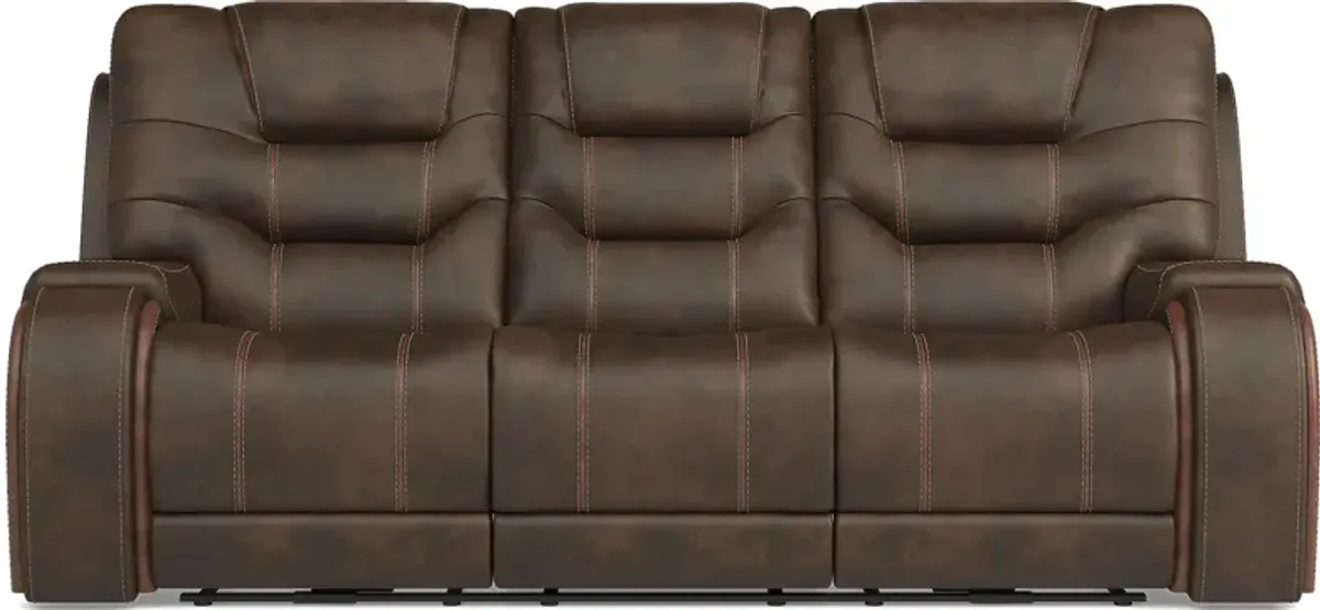 Sound Tech by Shaq Black Leather Triple Power Reclining Sofa with Audio ...