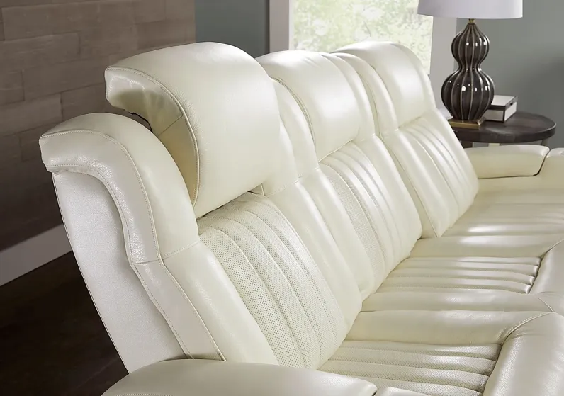 Cenova Ivory Leather 7 Pc Dual Power Reclining Living Room
