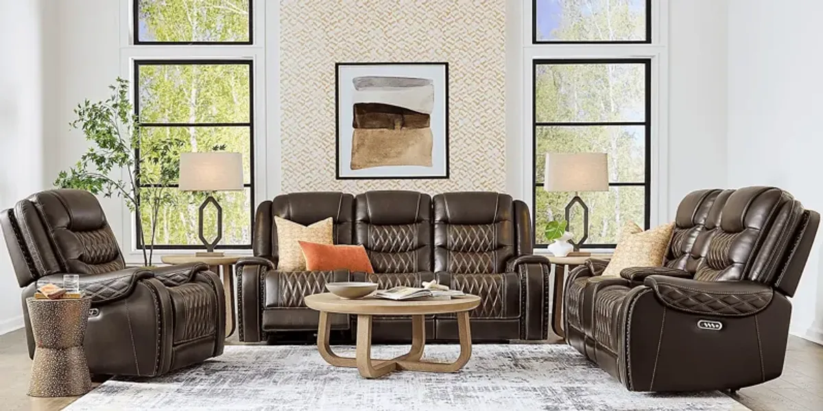 Sound Tech by Shaq Black Leather 6 Pc Triple Power Reclining Living ...