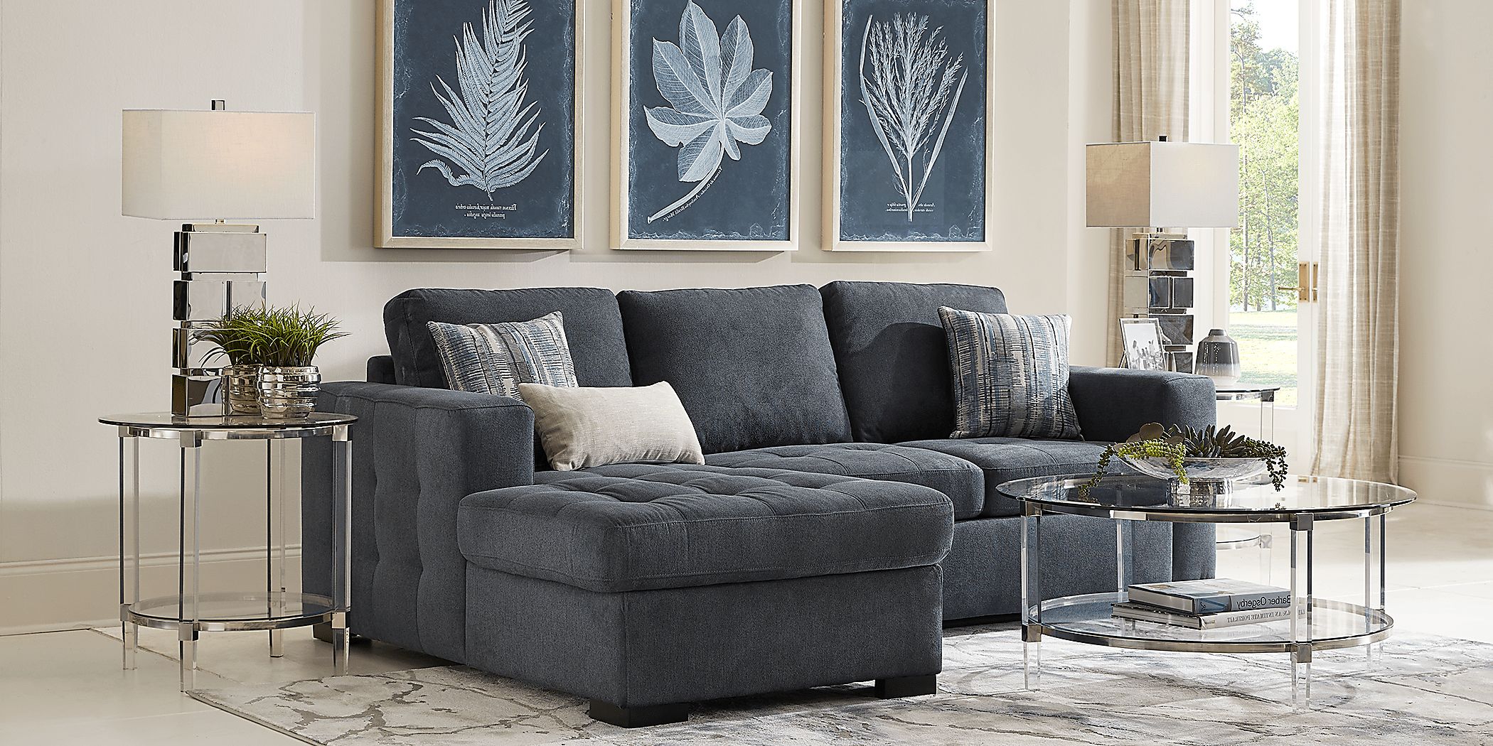 Kirkwell Blue 2 Pc Sleeper Sectional