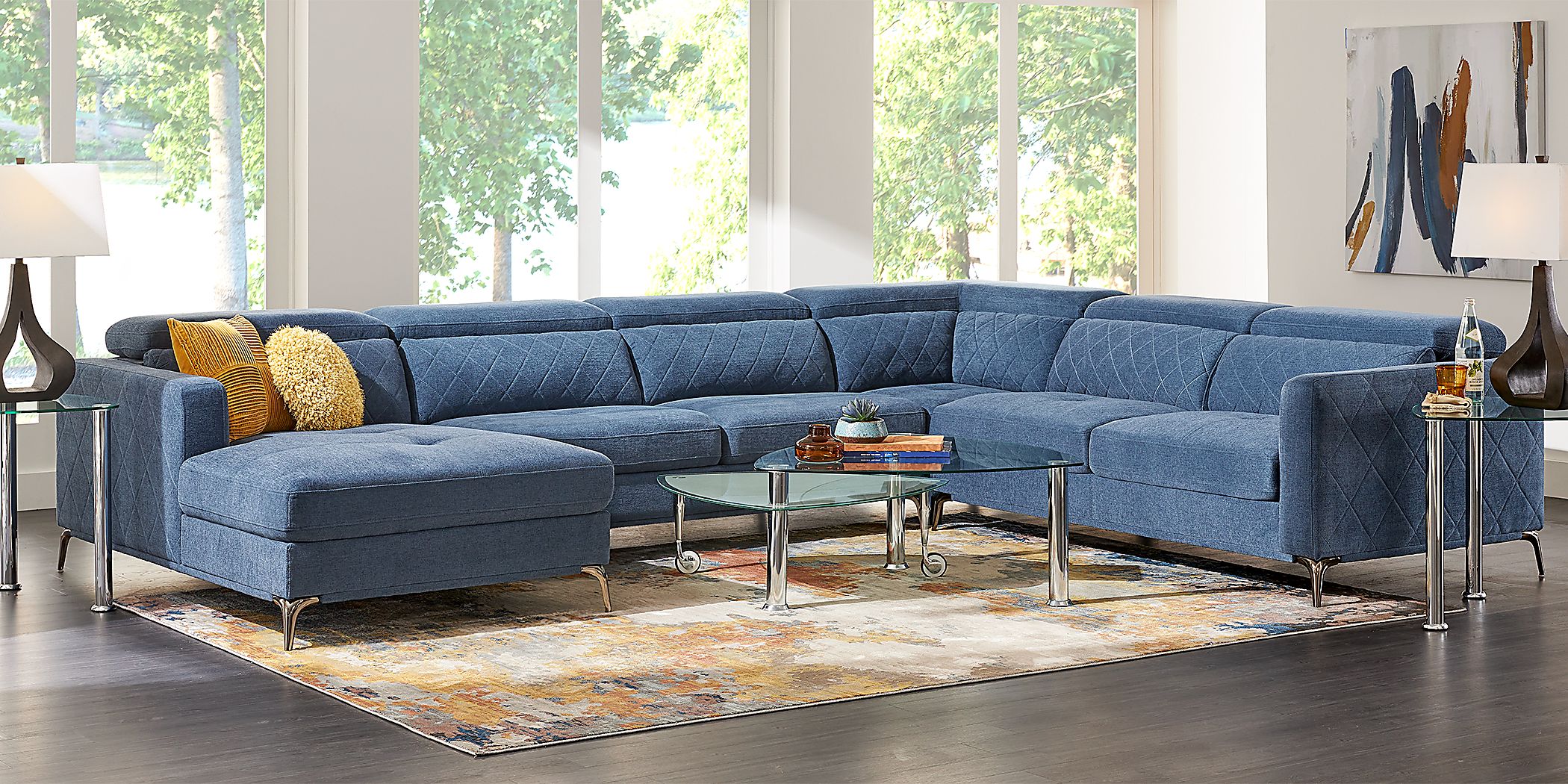 Via Sorrento Blue 4 Pc Sectional