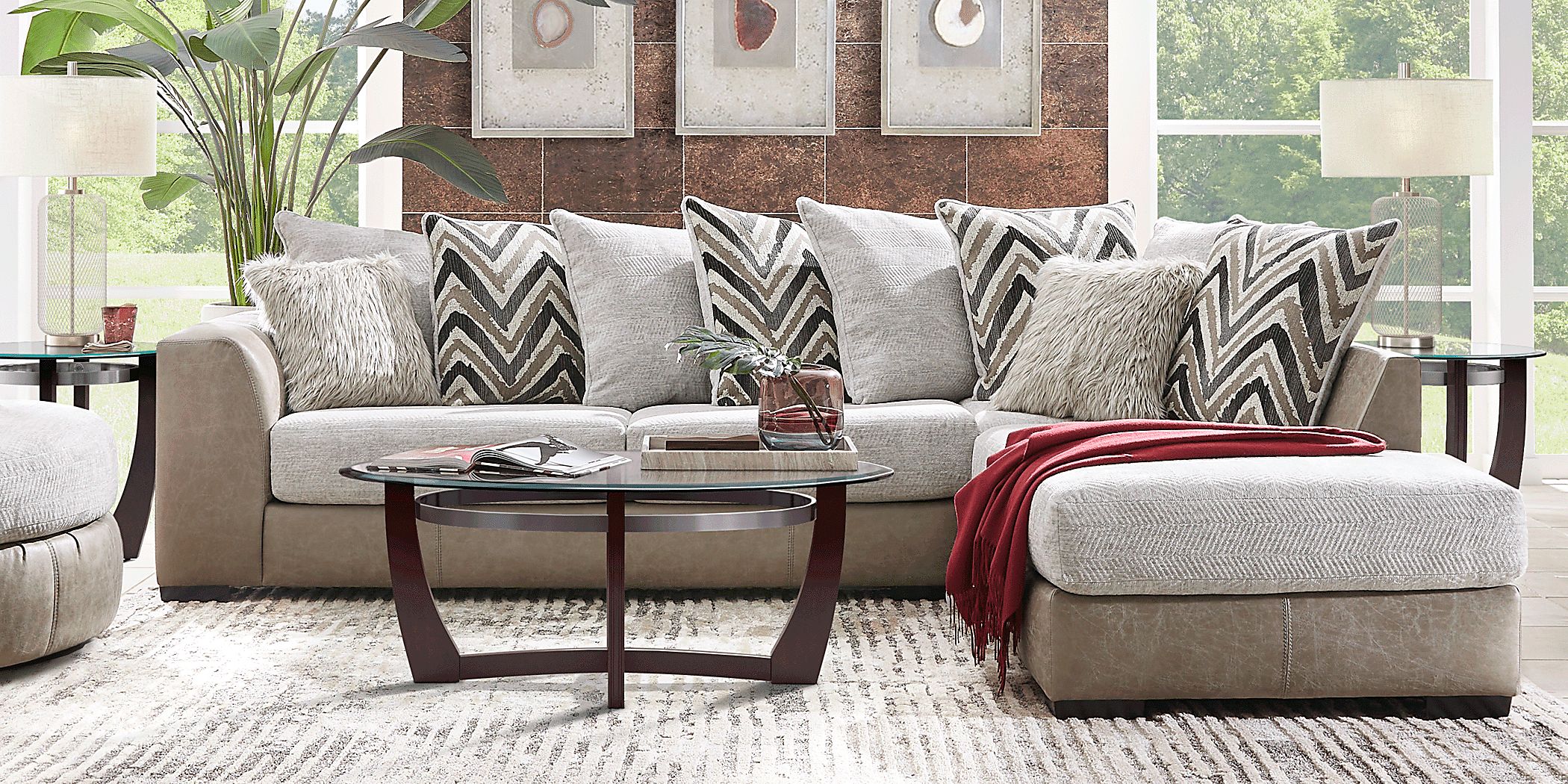 Novelia Beige 5 Pc Sectional Living Room