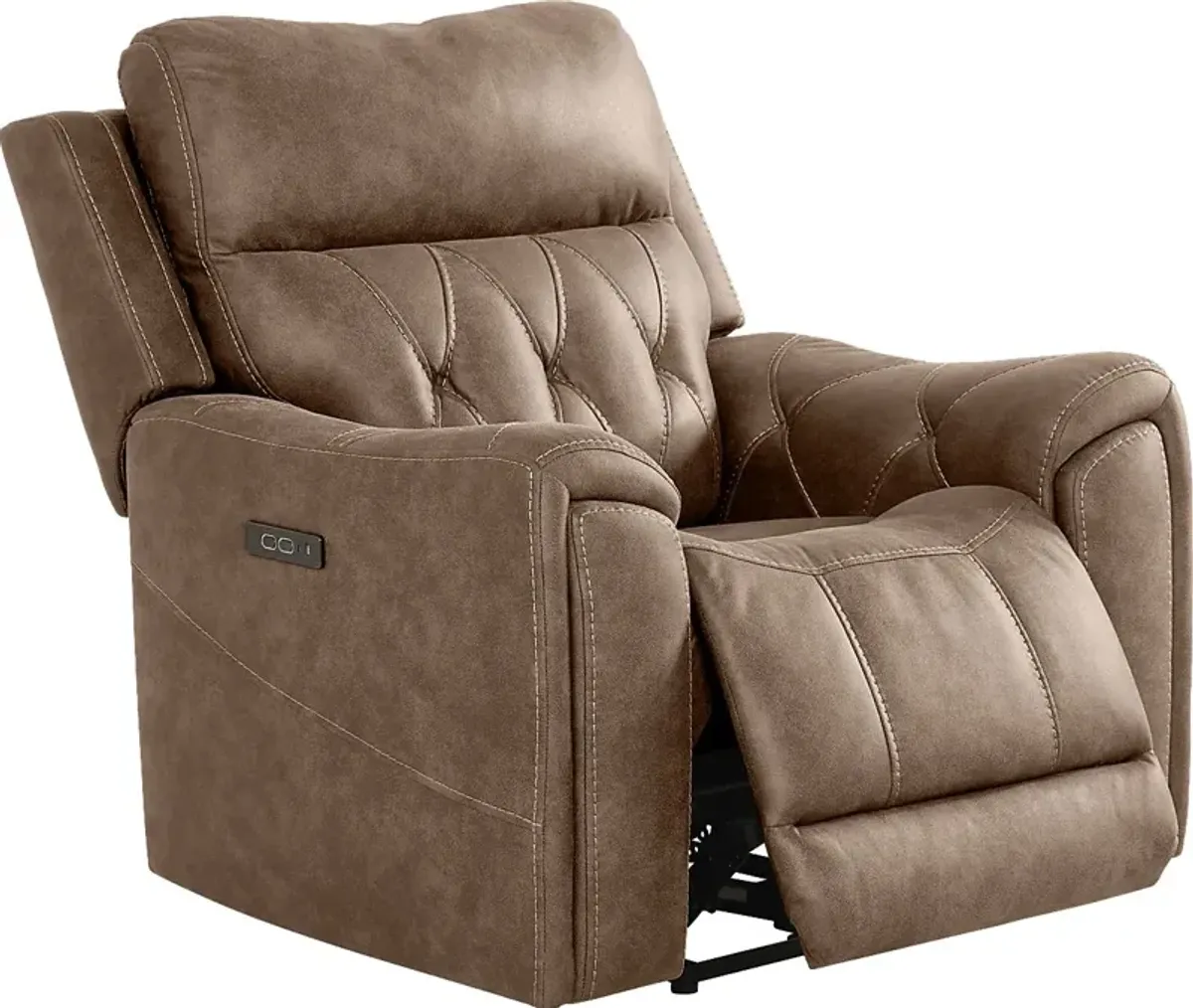 The Shaq Black Leather Dual Power Recliner by Rooms To Go | Furniture.com